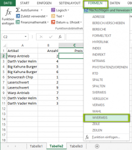 Excel WVERWEIS Funktion am Beispiel erklärt - traens.com