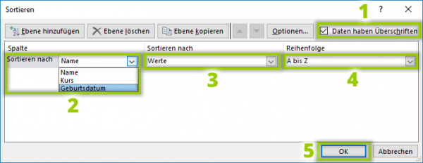 Excel Sortieren - Tabelle nach Text, Zahlen und mehr sortieren ...